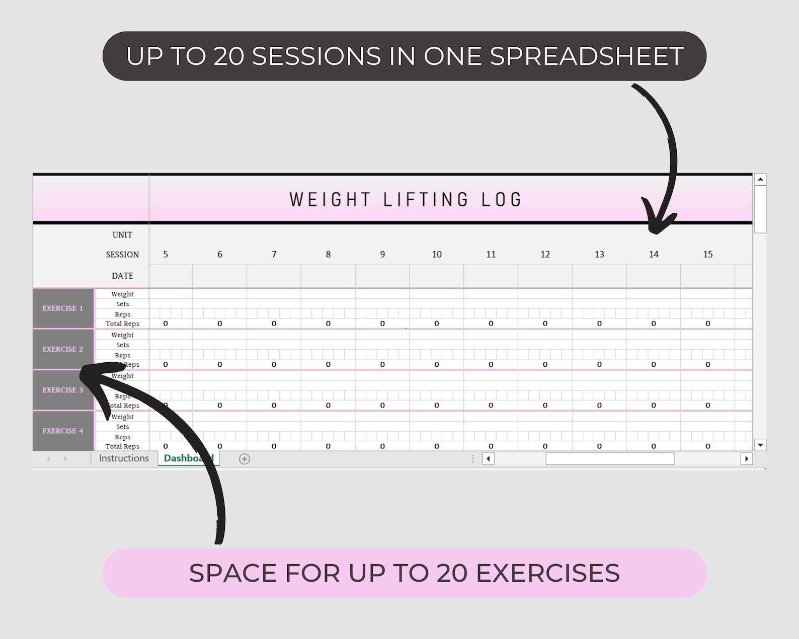 Weight Lifting Tracker Excel Spreadsheet Template, Digital Strength ...