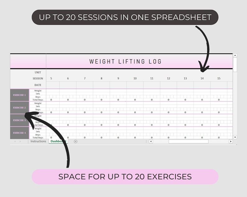 Weight Lifting Tracker Excel Spreadsheet Template, Digital Strength ...