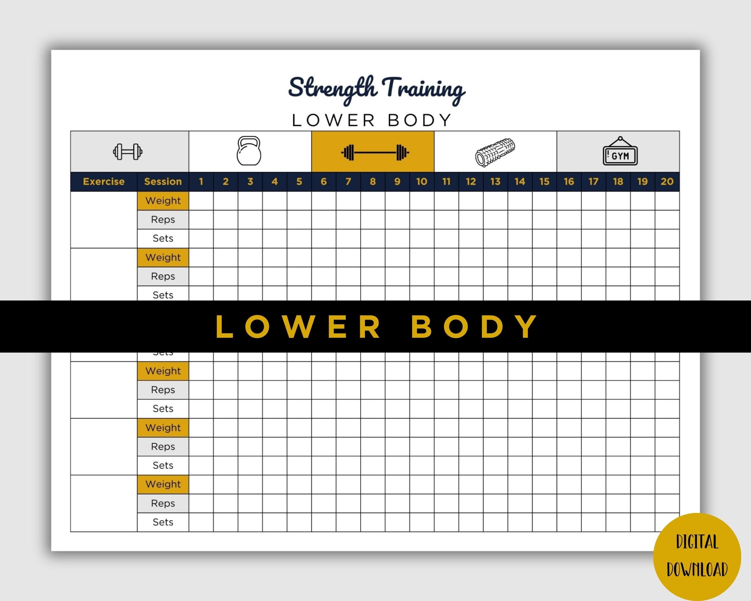 Weight Lifting Log Printable, Strength Training Planner, Workout Log, Fitness Journal, Training ...