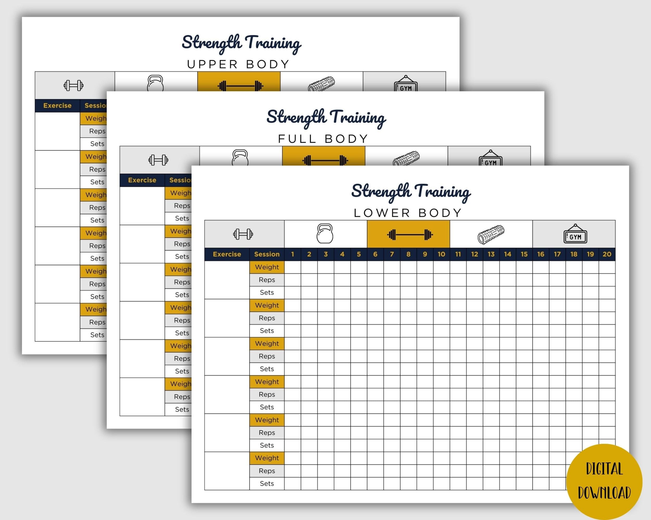 Weight Lifting Log Printable, Strength Training Planner, Workout Log ...