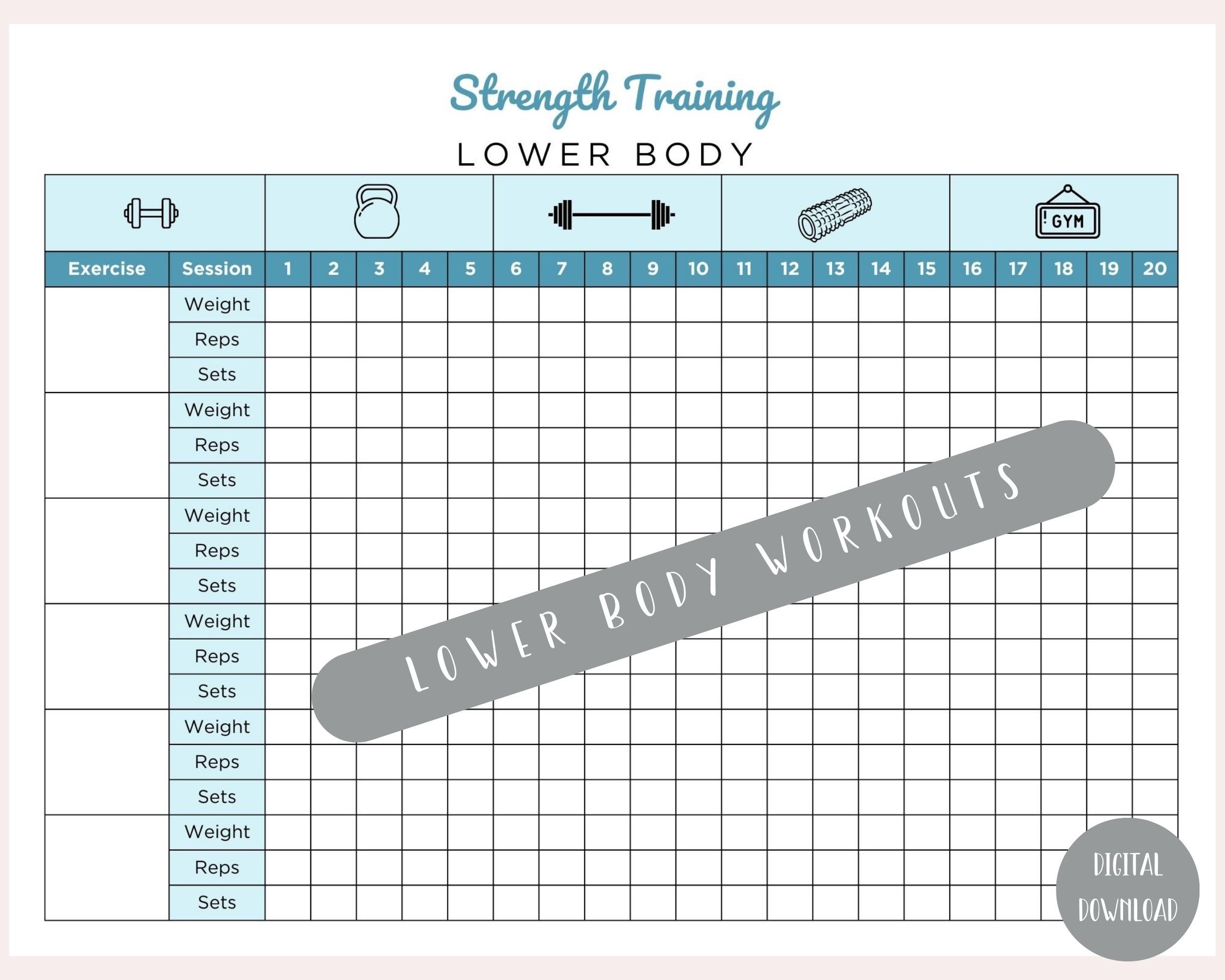 Strength Training Tracker Printable, Weight Lifting Tracker, Workout ...