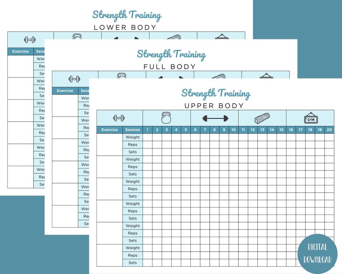 Strength Training Tracker Printable, Weight Lifting Tracker, Workout ...