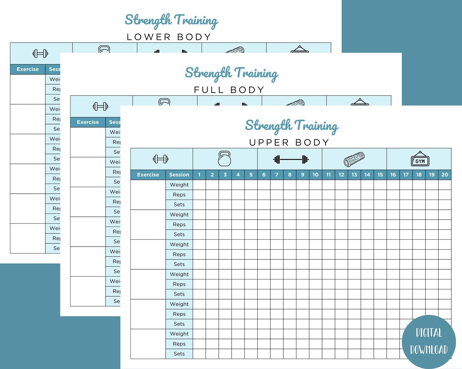 Strength Training Tracker Printable, Weight Lifting Tracker, Workout ...