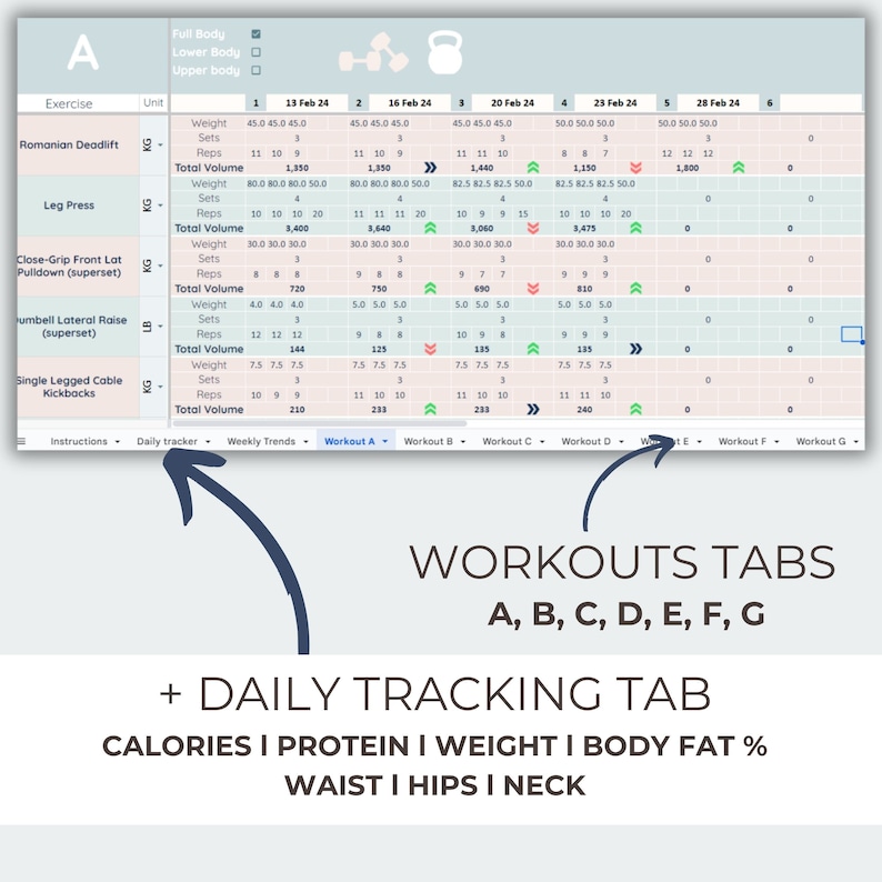 Weightlifting Log: Progressive Overload Fitness Tracker (googlesheets ...