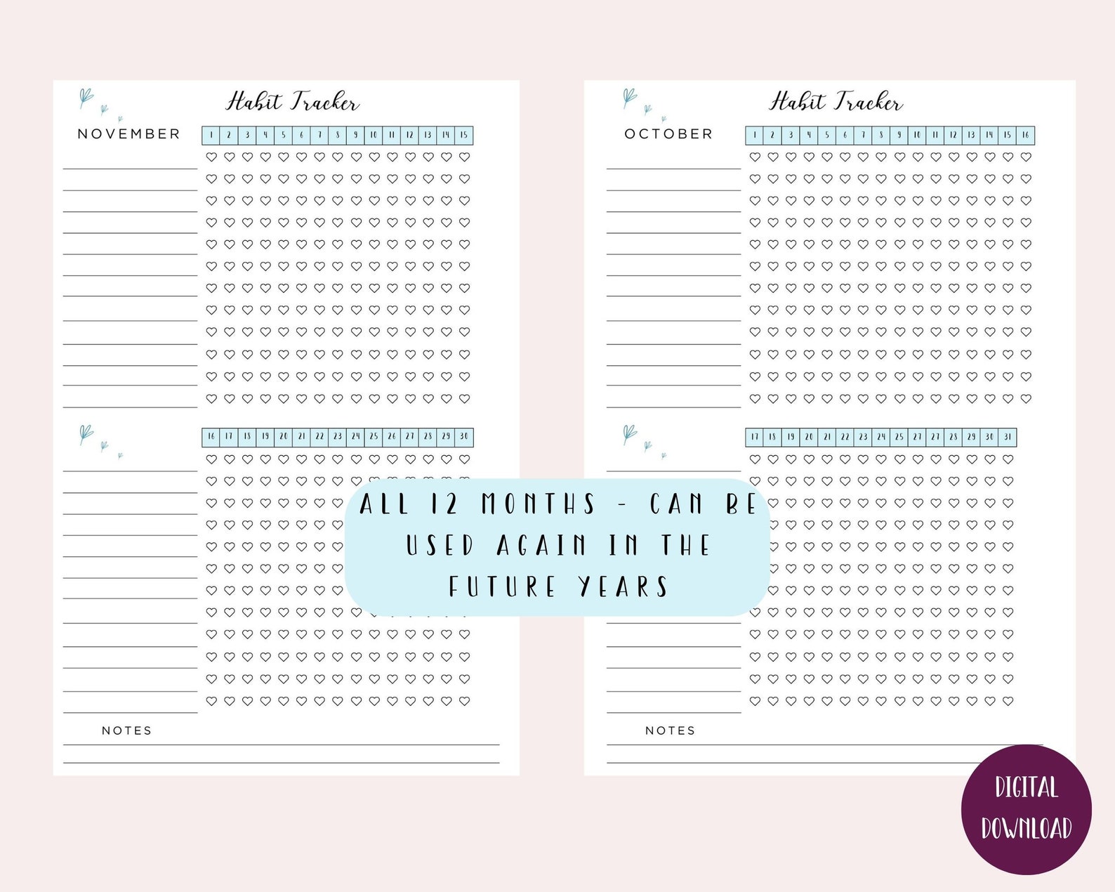 Monthly Habit Tracker Printable, Habit and Routine Planner, Instant ...