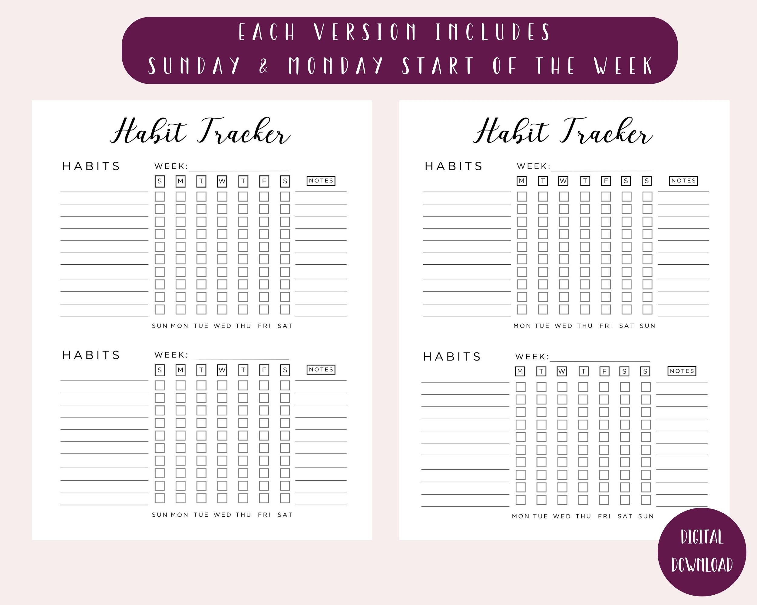 Habit Tracker Printable, Habit and Routine Planner, Instant Download ...