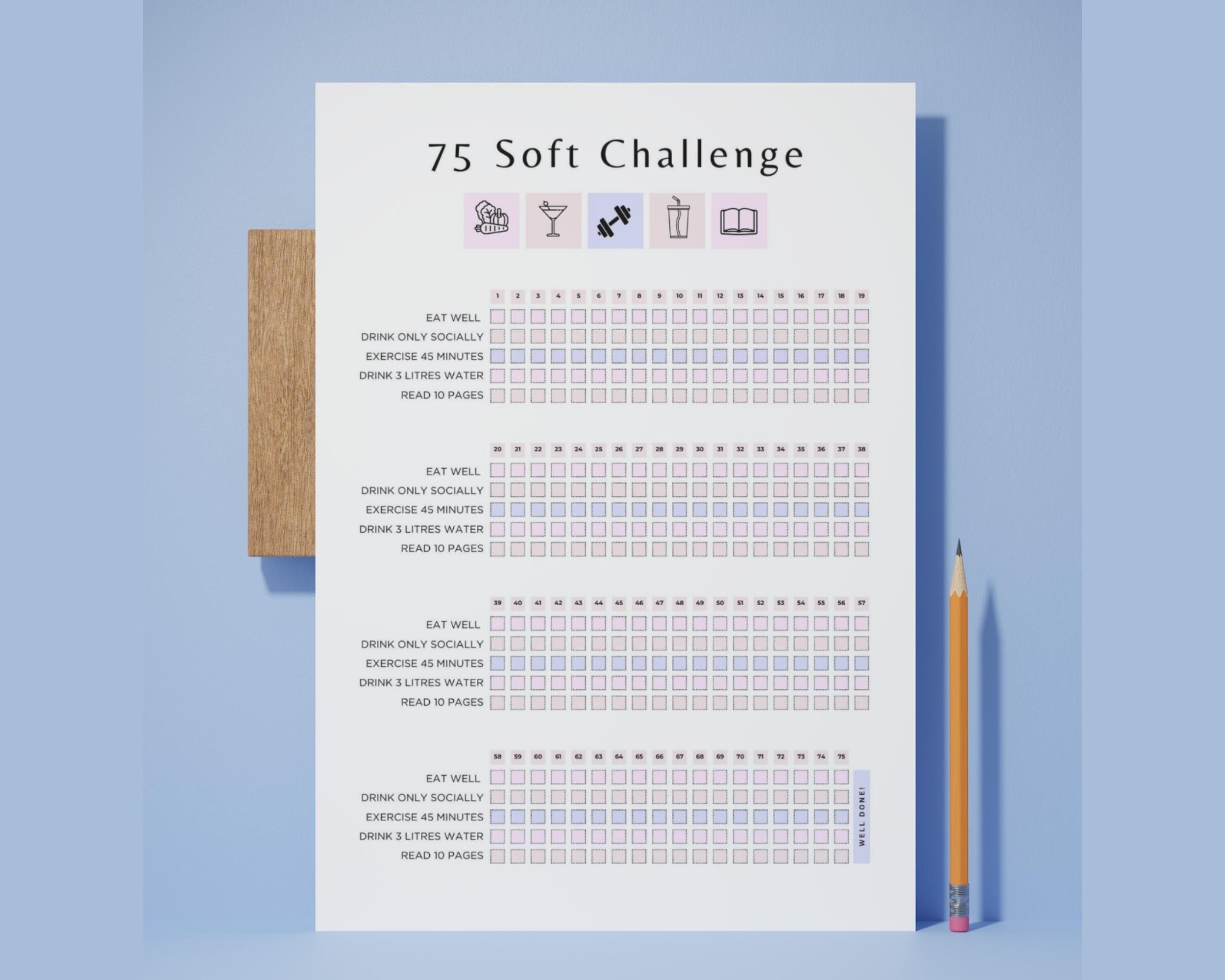 75 Soft Challenge Printable, 75 Soft Challenge Canva Template Editable ...