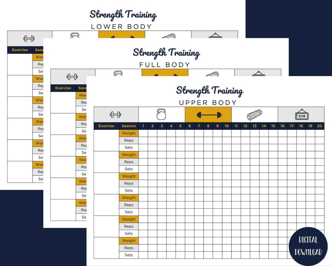 Strength Training Tracker Printable, Weight Lifting Tracker, Workout ...