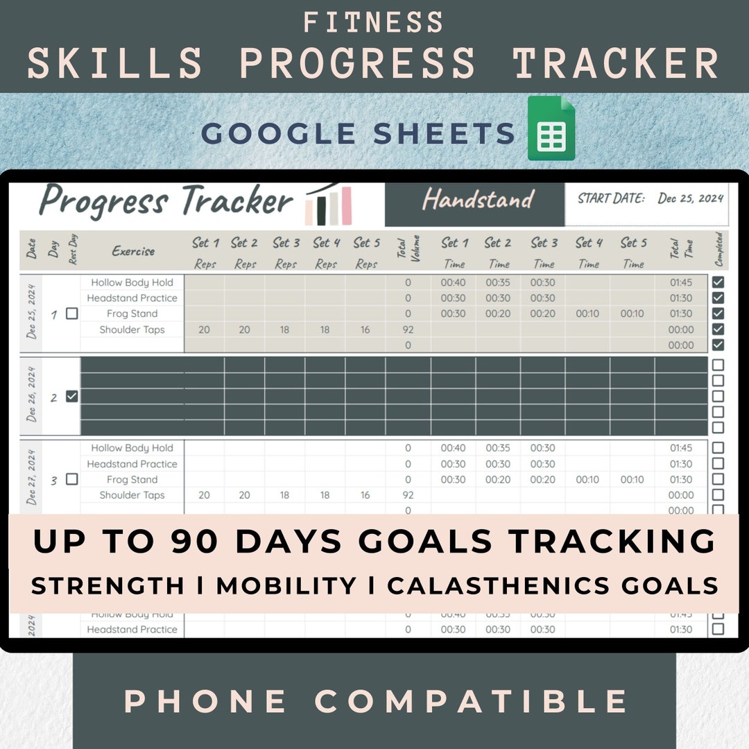 Fitness Skills Tracker Google Sheets Compatible With Iphone ...