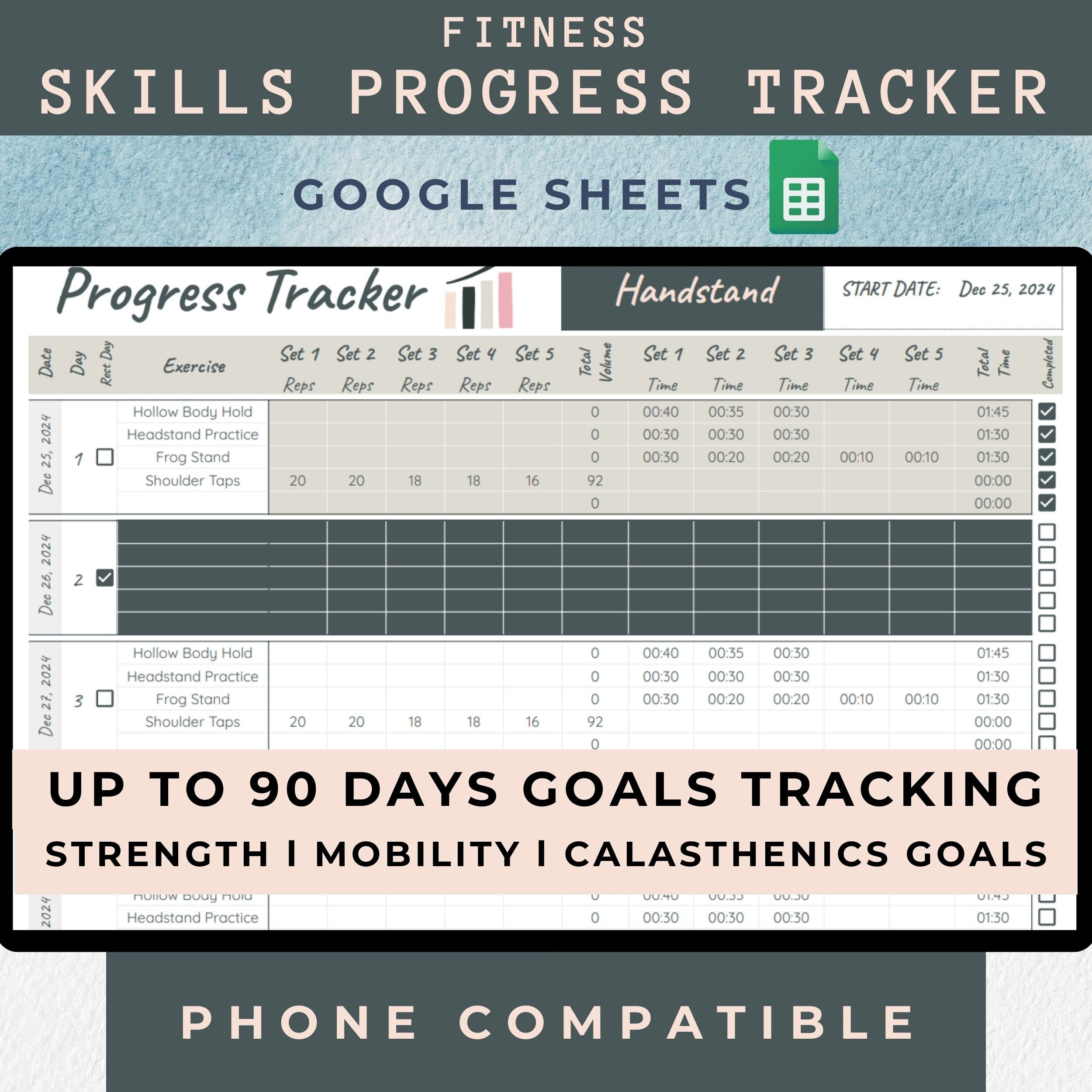 Fitness Skills Tracker Google Sheets Compatible With Iphone ...