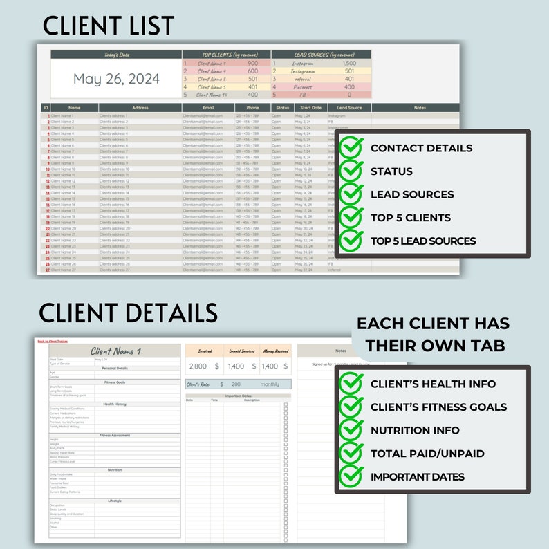 Fitness Coach Client Tracker: Training Program Spreadsheet (google ...