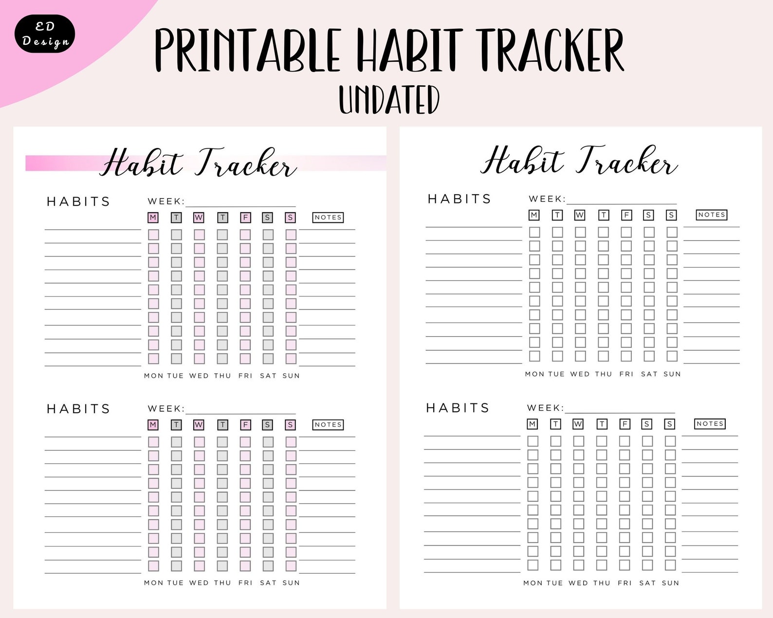 Habit Tracker Printable, Habit and Routine Planner, Instant Download ...