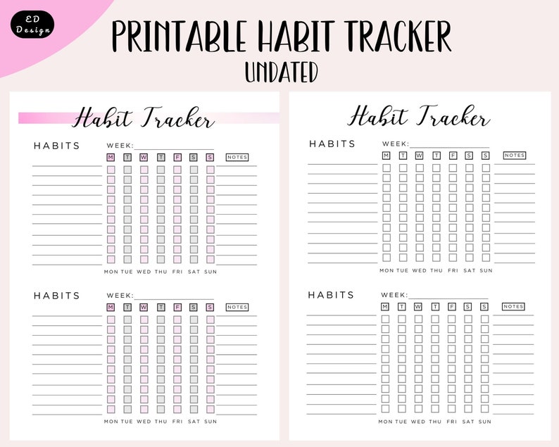 Habit Tracker Printable, Habit and Routine Planner, Instant Download ...