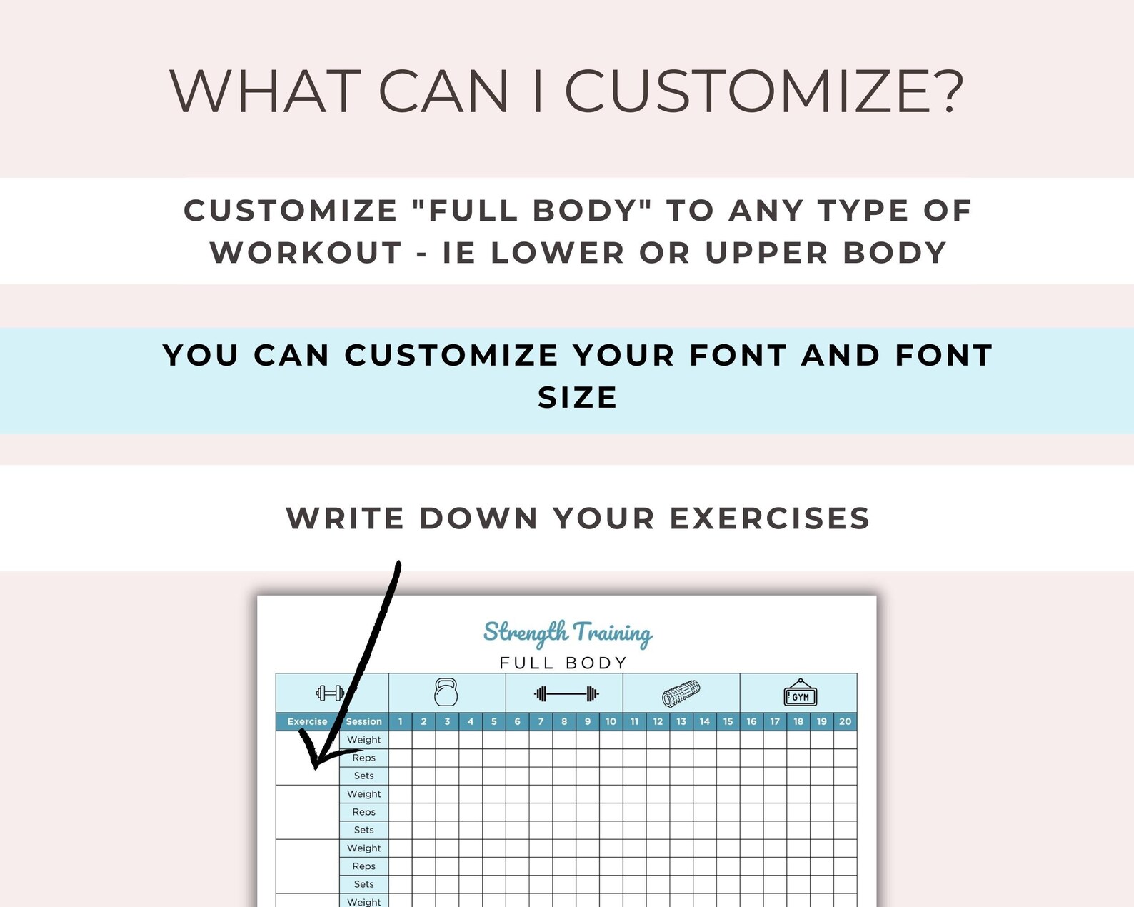 Strength Training Tracker Canva Template, Weight Lifting Tracker ...