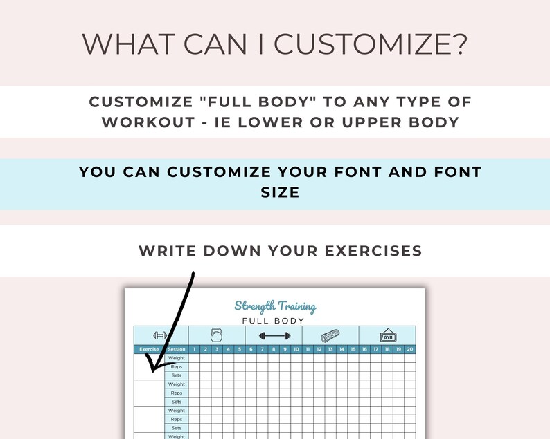 Strength Training Tracker Canva Template, Weight Lifting Tracker ...