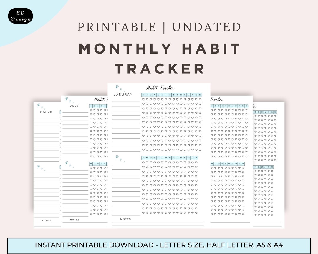 Monthly Habit Tracker Printable, Habit and Routine Planner, Instant ...