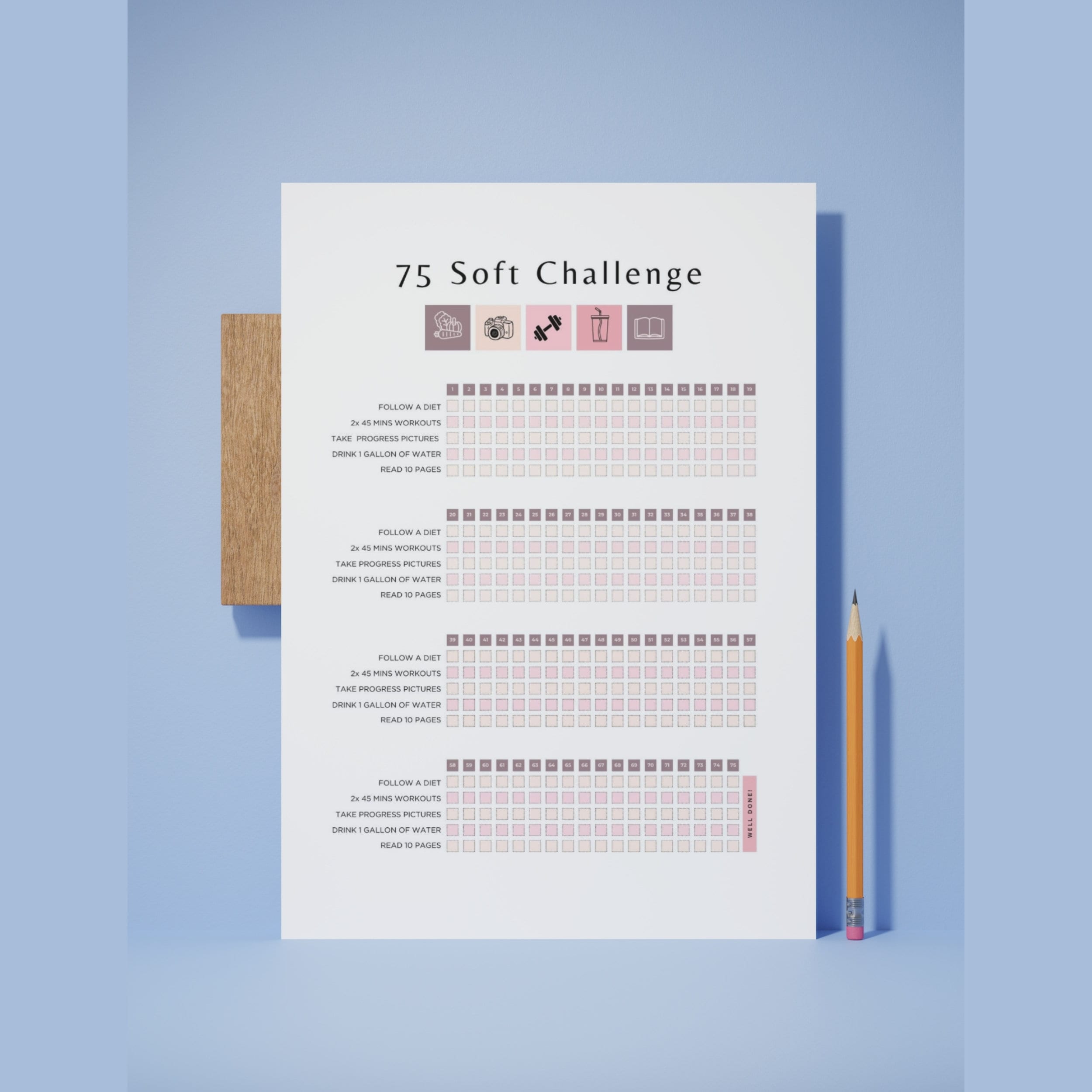 Editable 75 Soft Challenge Printable, 75 Soft Challenge Canva Template ...