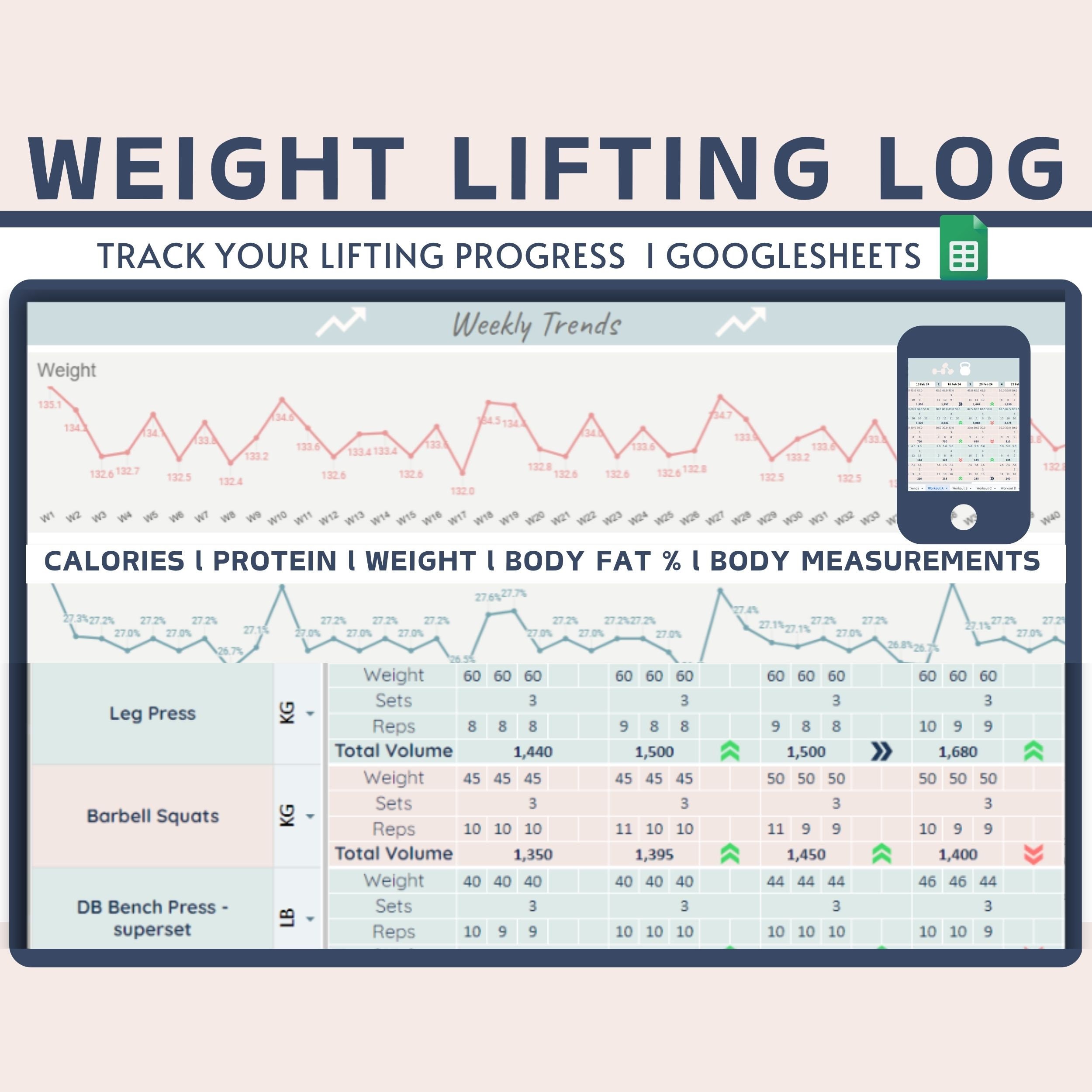 Weightlifting Log: Progressive Overload Fitness Tracker (googlesheets ...