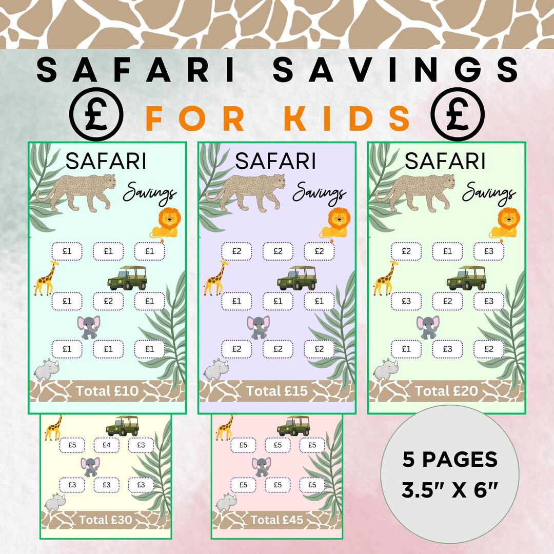 Safari Kids Savings in British Pounds, GBP Mini Savings for Kids, Set ...