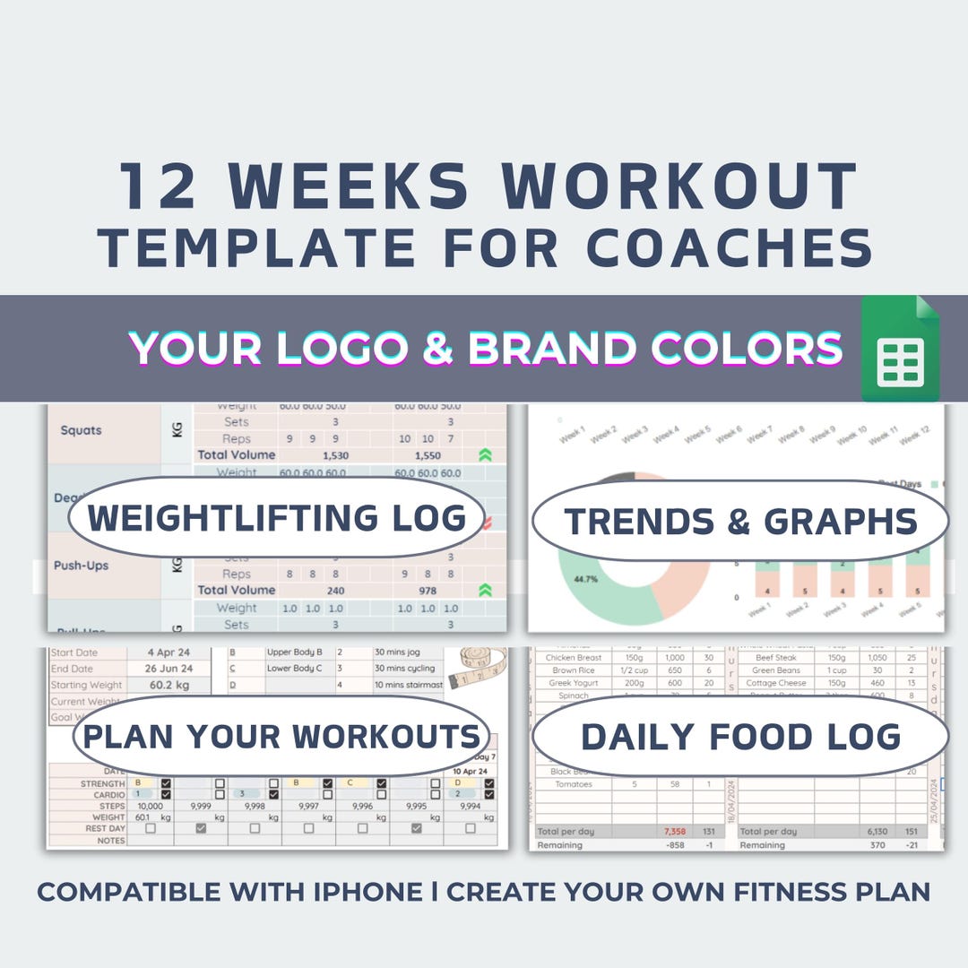Customizable 12-week Workout Template: Personal Trainer Google Sheet (digital Download) - Etsy