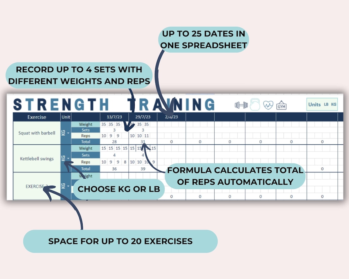 Strength Training Tracker Googlesheet, Weight Lifting Journal, Workout ...