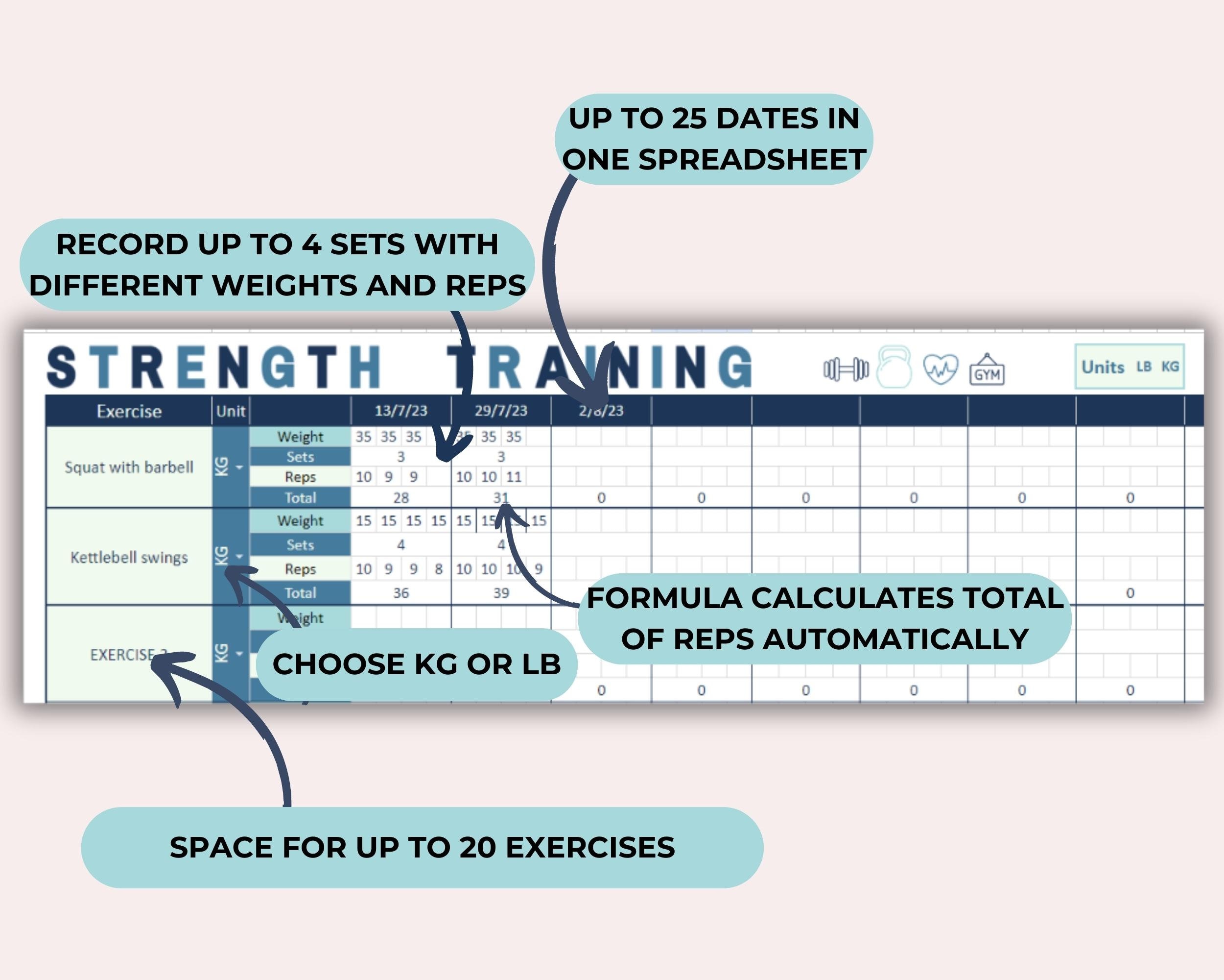 Strength Training Tracker Googlesheet, Weight Lifting Journal, Workout ...