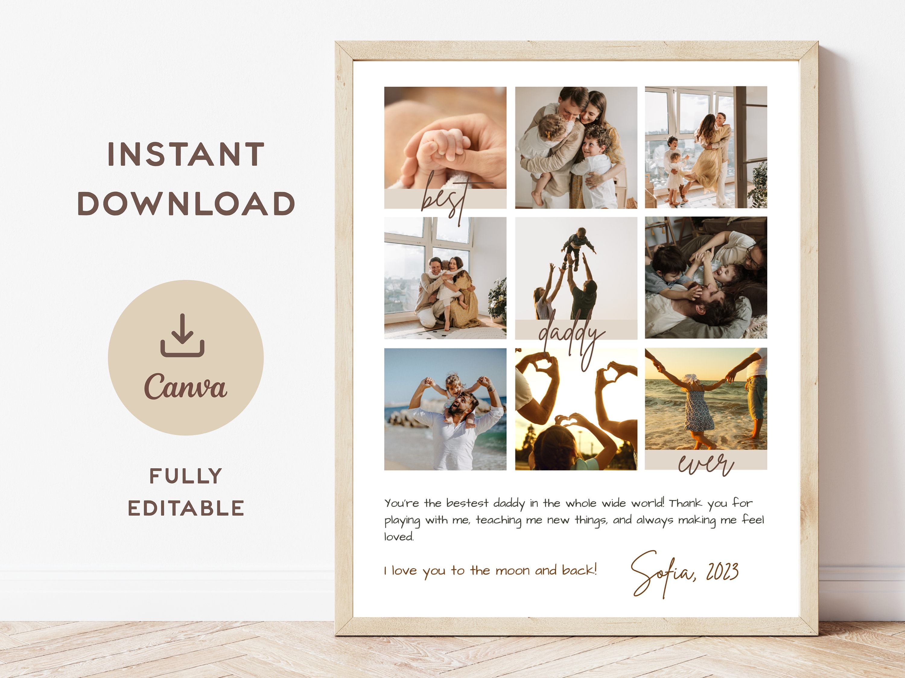 Editable Daddy Photo Collage, Best Daddy Ever Canva Template, Dad Photo ...