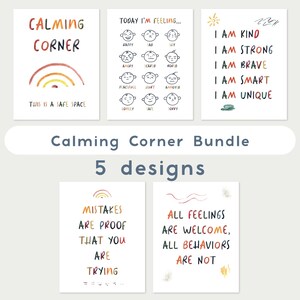 Calming Corner Printables: Kids Feelings Chart, Affirmations (set of 5 ...