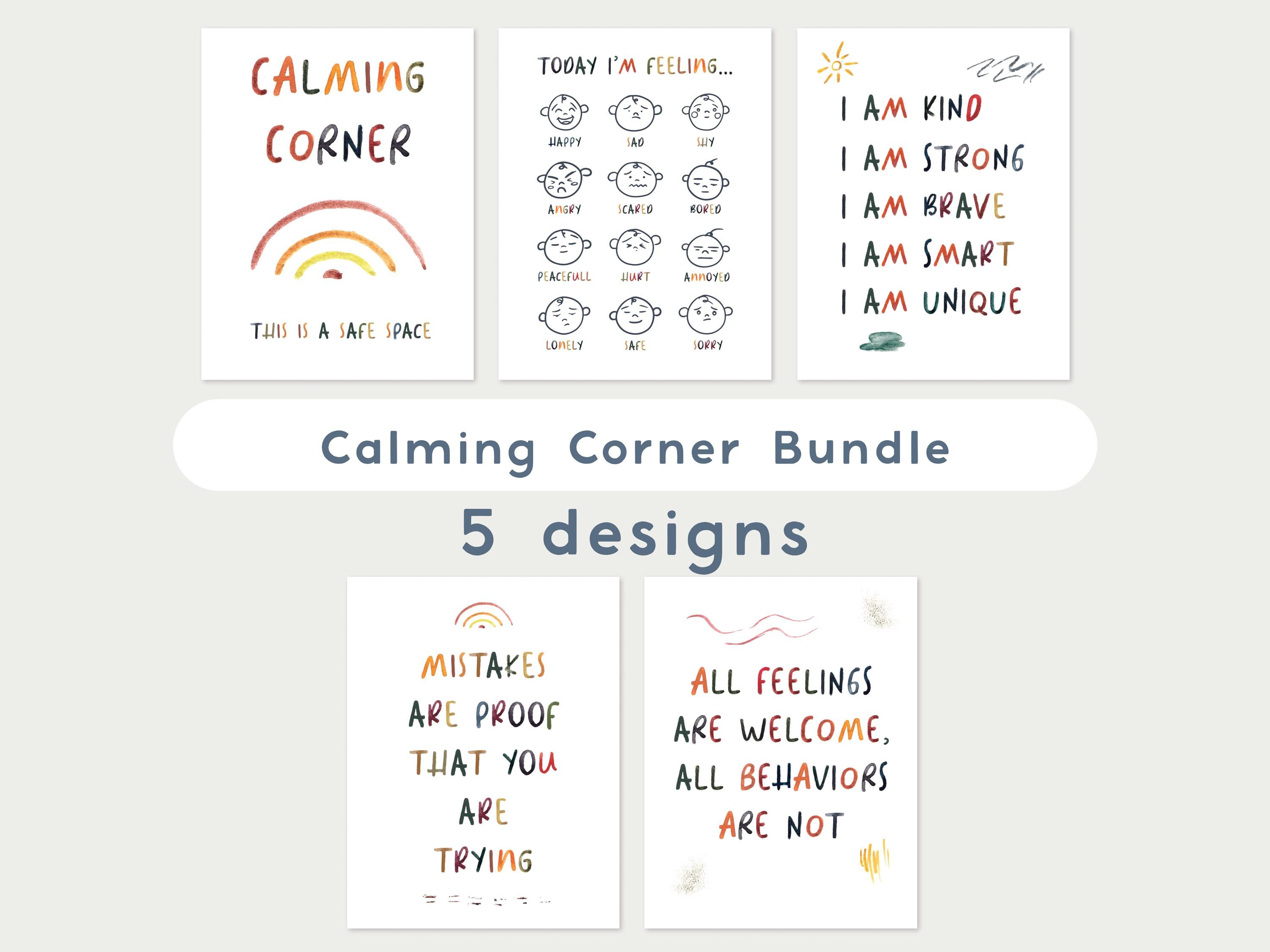 Calming Corner Printables: Kids Feelings Chart, Affirmations (set of 5 ...