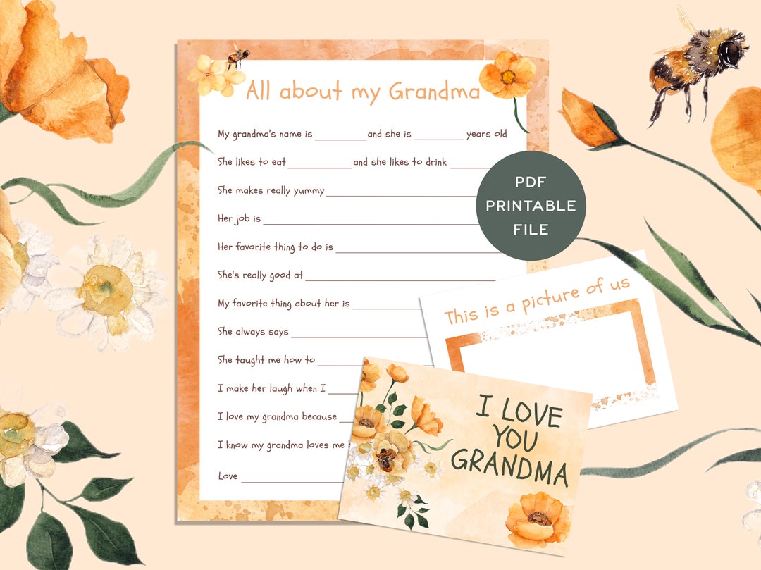 All About My Grandma Printable Mother's Day Gift From Kids ...