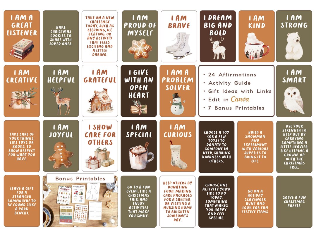 Christmas Affirmation Activity Cards: Festive Family Fun (canva ...
