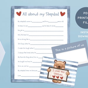 All About My Stepdad, Printable Father's Day Gift From Kids, Fill in ...