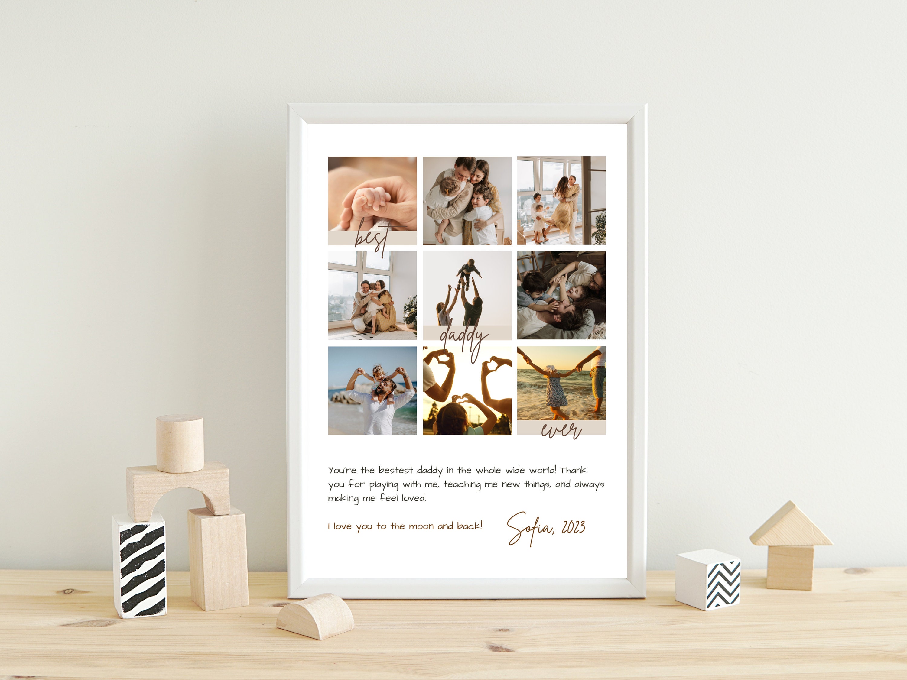 Editable Daddy Photo Collage, Best Daddy Ever Canva Template, Dad Photo ...
