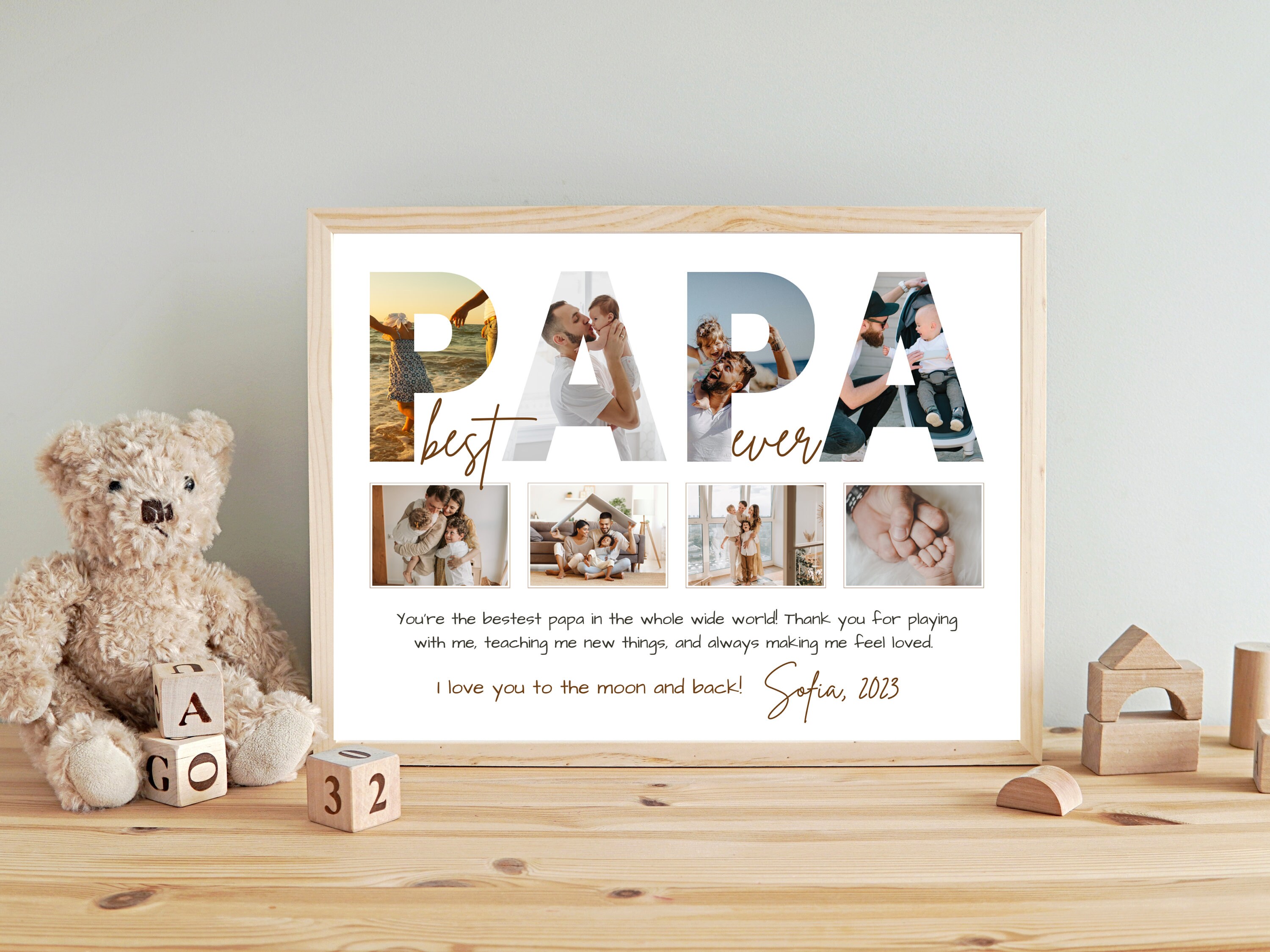 Editable Papa Photo Collage, Best Papa Ever Canva Template, Papa Photo ...