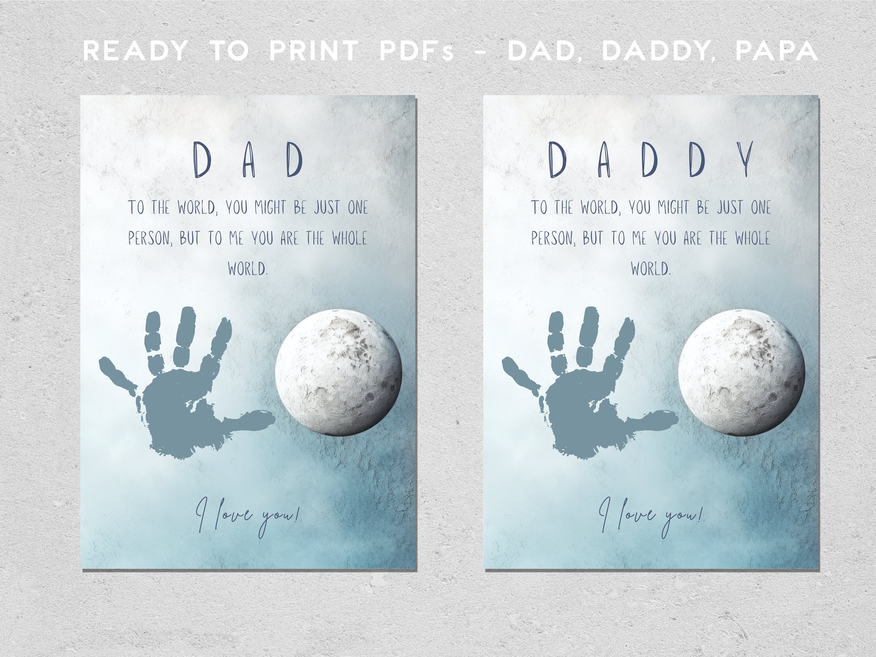 Printable Fathers Day Handprint Art, Fathers Day Gift, Gift for Daddy ...