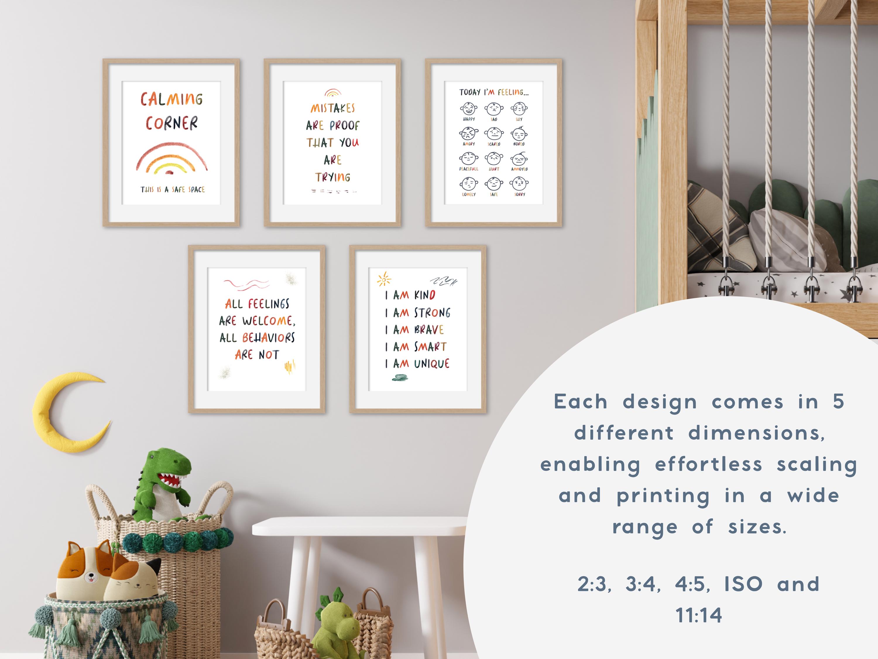 Calming Corner Printables: Kids Feelings Chart, Affirmations (set of 5 ...