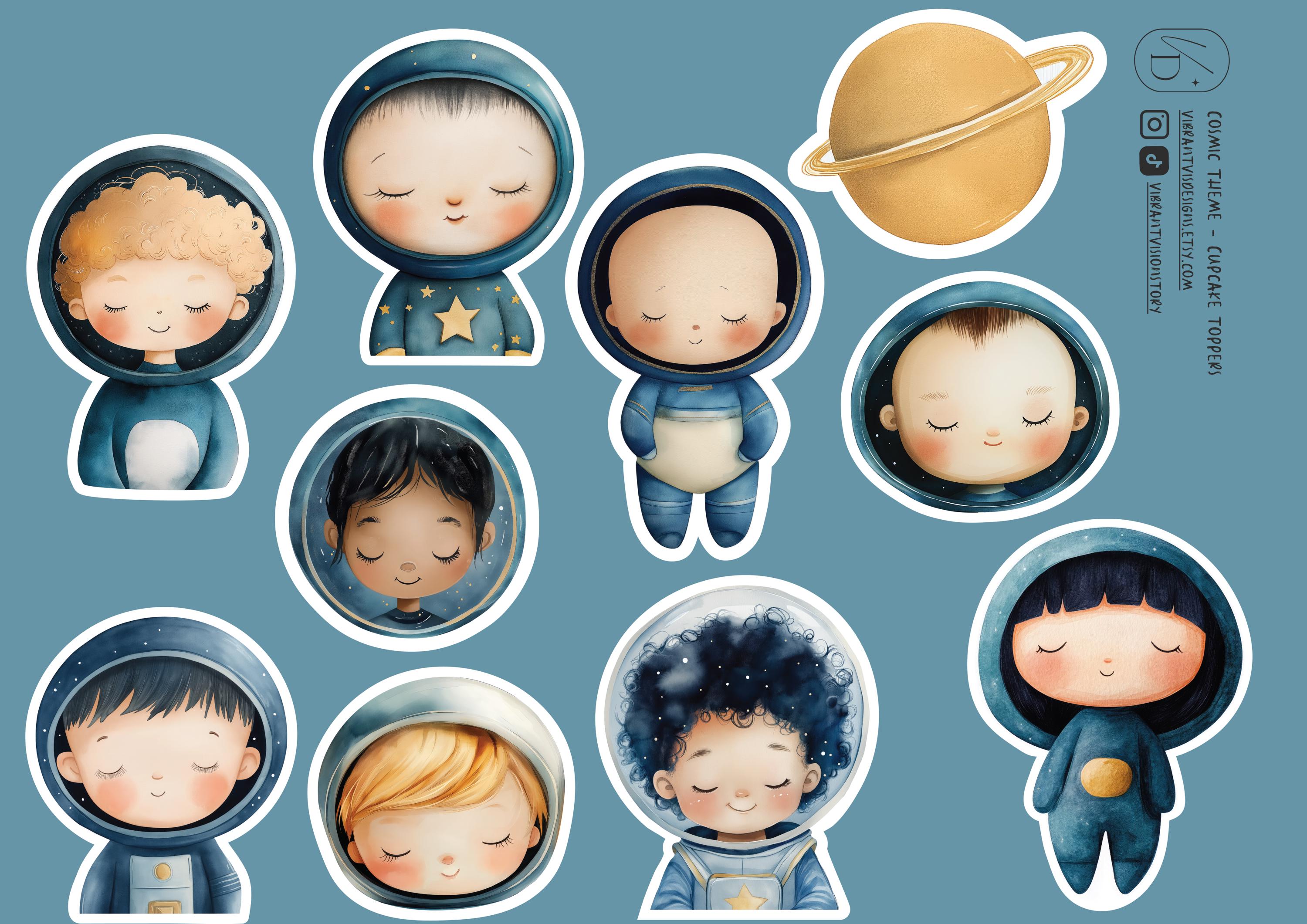 Space Themed Cupcake Toppers | Astronaut Cake Toppers | Outer Space ...