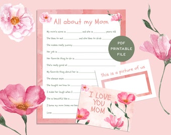 Mother's Day Printable, All About My Mom, Mother's Day Questionnaire ...