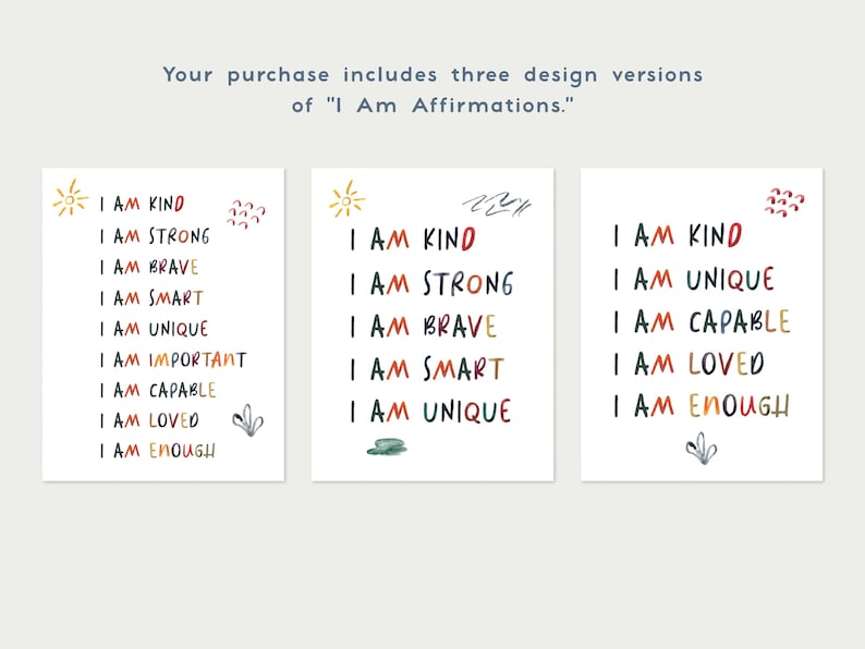 Calming Corner Printables: Kids Feelings Chart, Affirmations (set of 5 ...