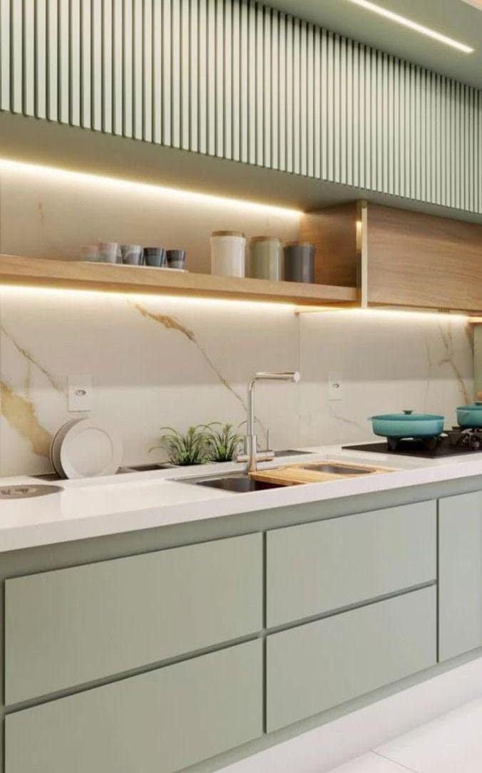 Sage Green Kitchen Designs, Virtual Design Service, Minimalist Kitchen ...