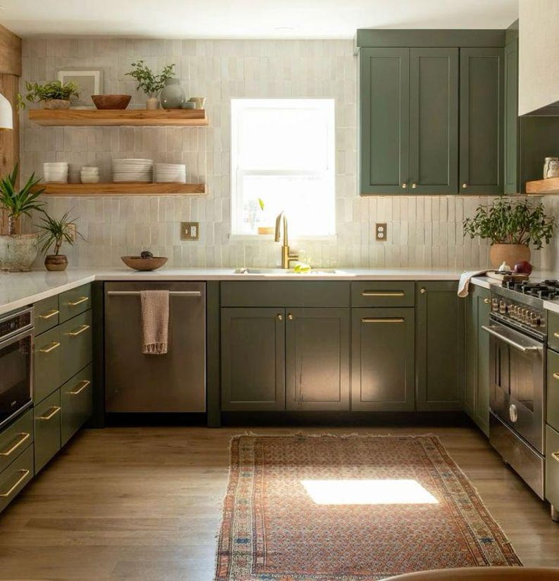 Sage Green Kitchen Designs, Virtual Design Service, Minimalist Kitchen ...