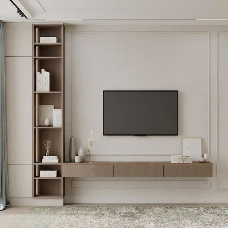 Minimalist TV Unit Design, Living Room Design, Residential 3D Modelling ...