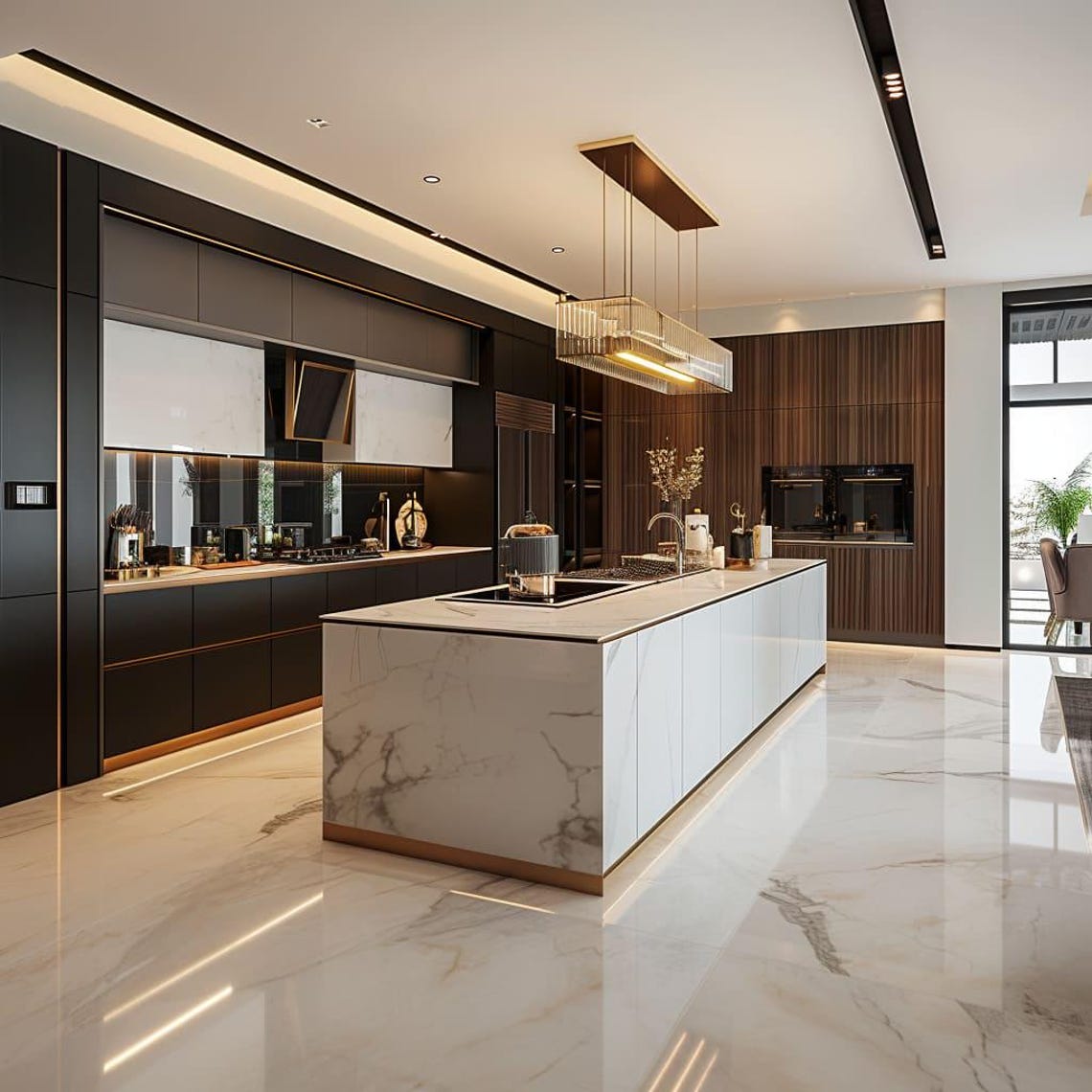 Luxury 3d Kitchen 3d Rendering Minimalist Kitchen Remodel Ideas Virtual ...