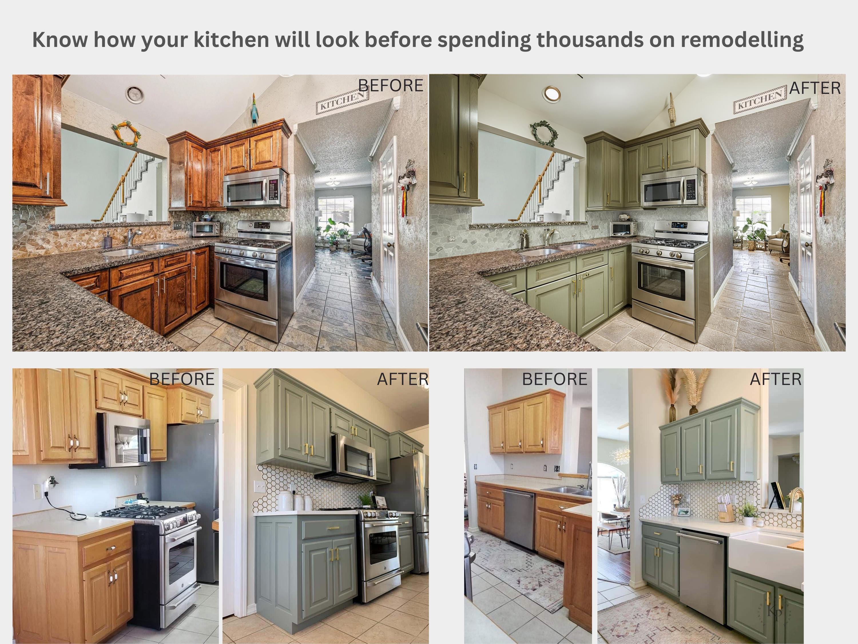 Sage Green Kitchen Designs, Virtual Design Service, Minimalist Kitchen ...