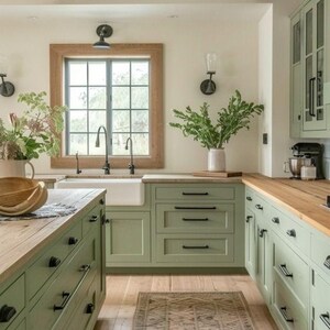 Sage Green Kitchen Designs, Virtual Design Service, Minimalist Kitchen ...