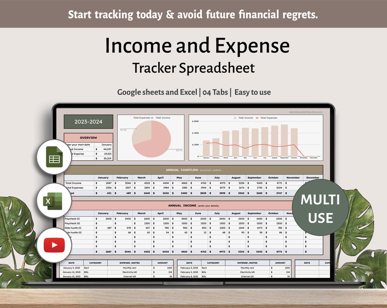 Income and Expense Tracker Google Sheets Expense Tracker Spreadsheet ...