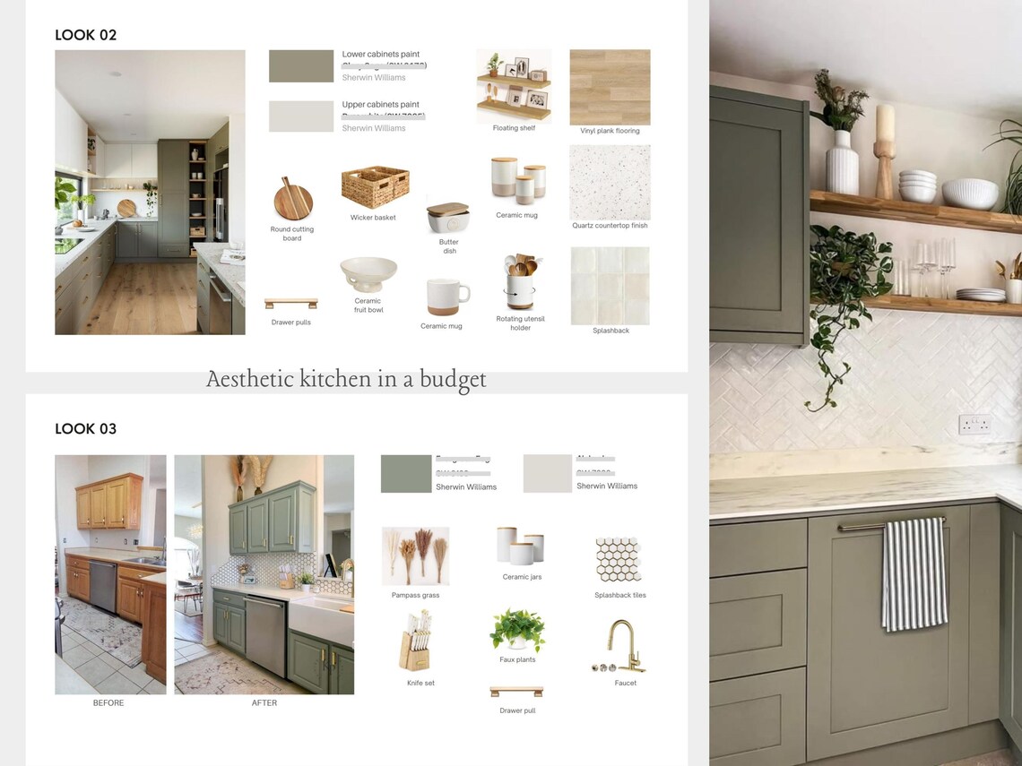 Sage Green Kitchen Designs, Virtual Design Service, Minimalist Kitchen ...