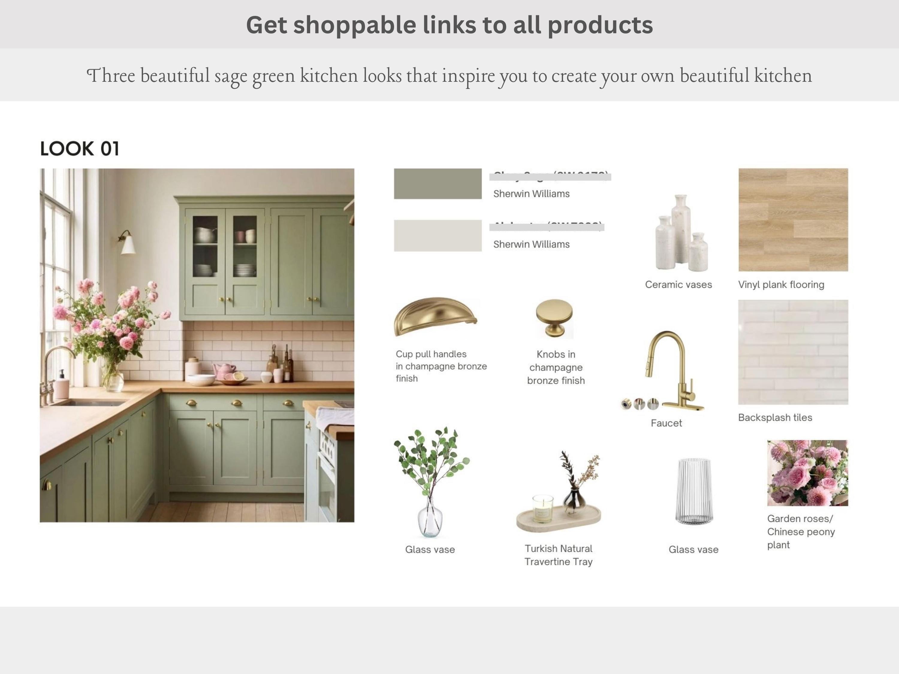 Sage Green Kitchen Designs, Virtual Design Service, Minimalist Kitchen ...