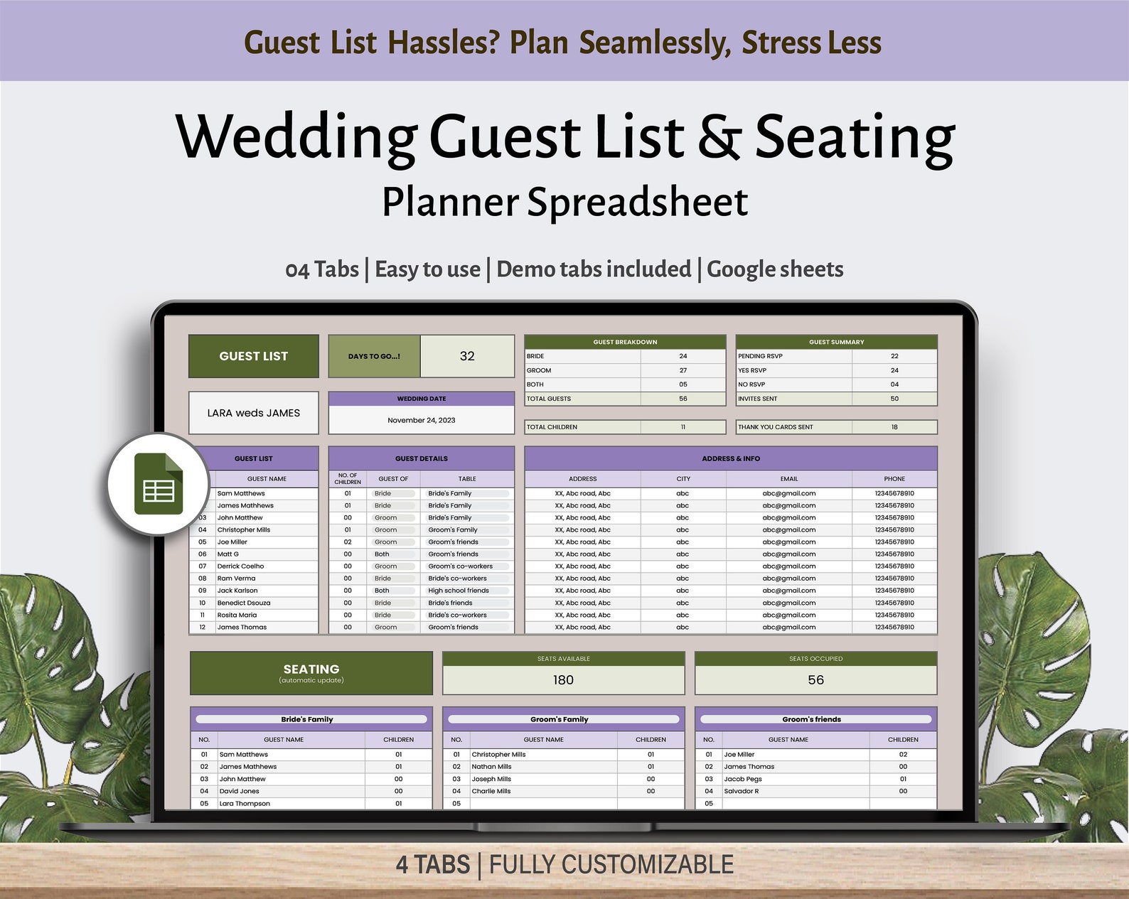 Wedding Guest List Template | Wedding Guest List Google Sheets ...