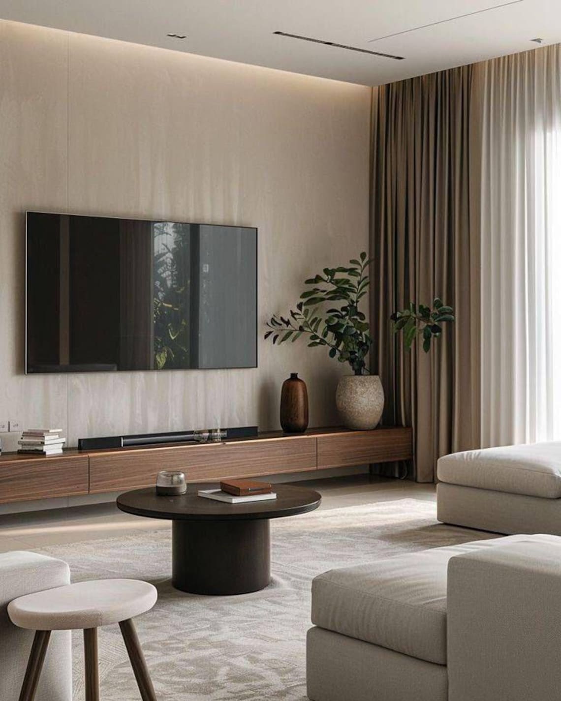 Minimalist TV Unit Design, Living Room Design, Residential 3D Modelling ...